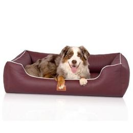 Knuffelwuff orthop&auml;disches Hundebett aus Kunstleder Lovelock bordeaux M-L