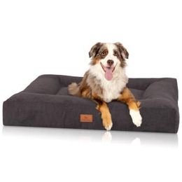 Knuffelwuff orthop&auml;disches Hundebett aus Velours mit Handwebcharakter Sofia schwarz XL