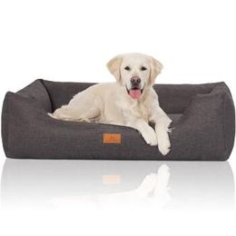Knuffelwuff Hundebett Lotte aus Velours mit feinem Handwebcharakter grau XL