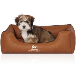 Knuffelwuff Orthop&auml;disches Hundebett Chesapeake aus Laser gestepptem marmoriertem Kunstleder terracotta M-L