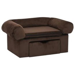 vidaXL Hundesofa Pl&uuml;sch mit Schublade 75x50x38cm braun