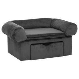vidaXL Hundesofa Pl&uuml;sch mit Schublade 75x50x38cm dunkelgrau