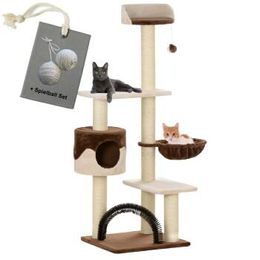 Rohrschneider Kratzbaum f&uuml;r Katzen mit Gratis-Beigabe, Katzenkratzbaum "Utah" braun/ beige