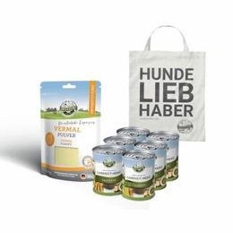 Bellfor Sparset f&uuml;r gro&szlig;e - Hundefutter Nass + Vermal Pulver + 1 Jutebeutel
