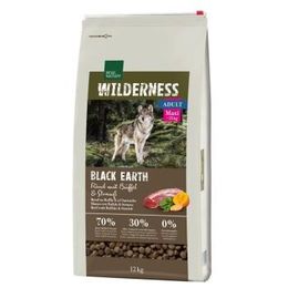REAL NATURE WILDERNESS Trockenfutter Hund, Adult, Maxi, Black Earth Rind mit Strau&szlig; und B&uuml;ffel 12 kg