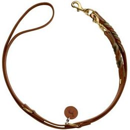 Hunter Verstellbare F&uuml;hrleine Solid Education Duo cognac L-XL
