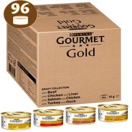 GOURMET Gold Zarte H&auml;ppchen Katzennassfutter Sorten-Mix 96x85g