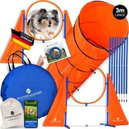 PfotenWunder&reg; XXL-Profi-Agility Set Hunde Gro&szlig; + 3 M-Tunnel + 21 Min. HUNDESCHULE - 6 Slalomstangen, f&uuml;r kleine & gro&szlig;e Hunde-Training Sport Cavaletti Parcour Steckh&uuml;rdenset Zubeh&ouml;r H&uuml;rden