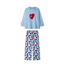 Gisela Pyjama set Damen Gr&ouml;&szlig;e XXL blau Winterkleid