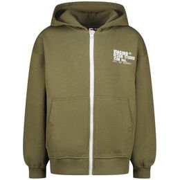 Vingino Sweatjacke "348" in Khaki - 50% | Gr&ouml;&szlig;e 128 | Kinder-sweatshirts-jacken