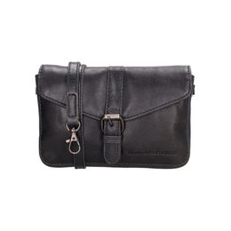 HIDE & STITCHES Leder-Umh&auml;ngetasche "Porto" in Schwarz - (B)19 x (H)11,5 x (T)5 cm - 57% | Damen-taschen
