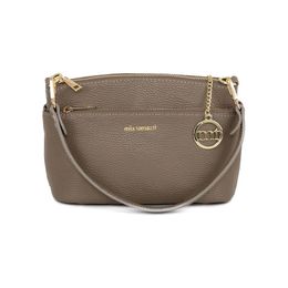 Mia Tomazzi Leder-Schultertasche "Bambaia" in Taupe - (B)25 x (H)17 x (T)13 cm - 76% | Damen-taschen