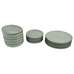 P & B Kombiservice, Gr&uuml;n, Keramik, 18-teilig, Abstraktes, Essen & Trinken, Geschirr, Geschirr-Sets, Kombiservice