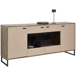 Hom&acute;in Hom`in Sideboard, Eiche, Hellgrau, Holzwerkstoff, 3 F&auml;cher, 184x85x44 cm, Beim&ouml;bel erh&auml;ltlich, stehend, Wohnzimmer, Kommoden & Sideboards, Sideboards