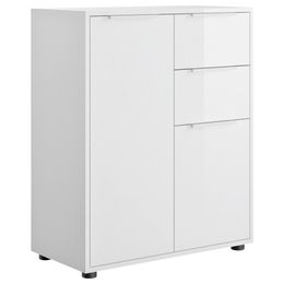 CARRYHOME Kommode, Wei&szlig; Hochglanz, Metall, 2 F&auml;cher, 2 Schublade(n) Schubladen, 72x87x35.3 cm, Typenauswahl, Wohnzimmer, Kommoden & Sideboards, Kommoden