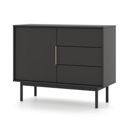 Boxxx Kommode Viva, Schwarz, Metall, 1 F&auml;cher, 3 Schublade(n) Schubladen, 104x82x39 cm, Typenauswahl, Beim&ouml;bel erh&auml;ltlich, stehend, Wohnzimmer, Kommoden & Sideboards, Kommoden
