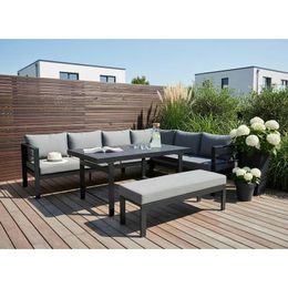 Konifera Gartenlounge-Set &raquo;New Jersey&laquo; Set, 2x Sofa, 1x Bank, 1x Tisch, 3x Sitzauflage, 7x R&uuml;ckenkissen, 14 tlg. tlg. bestehend aus 2 Sofas, 1 Bank, 