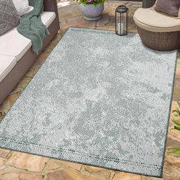 Carpet City Outdoorteppich &raquo;DUO RUG 5845&laquo; rechteckig 5 mm H&ouml;he Wendeteppich Wetterfest In- & Outdoor, Balkon, Terrasse, Wohnzimmer gr&uuml;n Obermaterial: 100% 