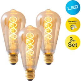 N&auml;ve n&auml;ve LED-Leuchtmittel &raquo;Dilly&laquo; E27 3 Stk. Warmwei&szlig; Retro Leuchtmittel Filament gelb