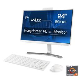 CSL All-in-One PC &raquo;Unity U24-AMD&laquo; wei&szlig; Integrierte Webcam und Wireless Tastatur/Maus: Perfekt f&uuml;r Videokonferenzen.