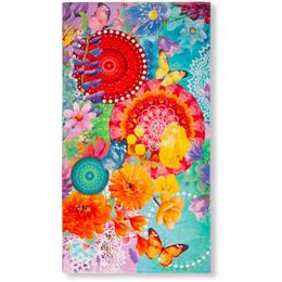 HIP Strandtuch &raquo;Vitori&laquo; 100% Baumwolle, Velours, 100x180, Weich, Strand, Mandala, Blumen, Bunt lila Frotteevelours, Obermaterial: 100% Baumwolle