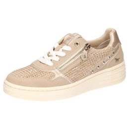 Mustang Shoes Damen Sneaker , Plateausneaker, Schn&uuml;rschuh mit Glitzernieten gold 41
