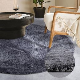 Hanse Home Hochflor-Teppich &raquo;Olaf&laquo; rund 38 mm H&ouml;he Langflor, Shaggy, einfarbig, flauschig, weich, gl&auml;nzend, modern, uni grau Polyester