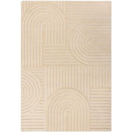 FLAIR RUGS Wollteppich &raquo;Zen Garden, modern & mit Linien&laquo; 10 mm H&ouml;he 100% Wolle, Hoch-Tief-Effekt, auch als L&auml;ufer und in Rund erh&auml;ltlich beige Wolle