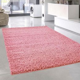 Carpet City Hochflor-Teppich &raquo;Pastell Shaggy300&laquo; rechteckig 30 mm H&ouml;he Shaggy Hochflor Teppich, Uni Farben, Weich pink Kunstfaser