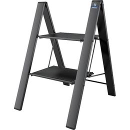 Trittleiter &raquo;Leonardo Black 1&laquo; 2-stufig, Tragkraft 150 kg, Aluminium schwarz Aluminium
