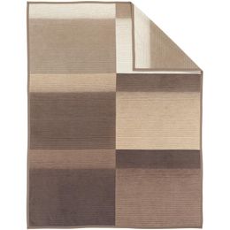 Ibena Wohndecke &raquo;Sorrento Jacquard&laquo; sanfter Farbverlauf, Kuscheldecke beige Baumwolle, Kunstfaser