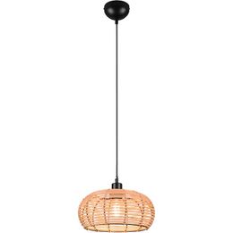 Trio Leuchten Pendelleuchte &raquo;Inga&laquo; E27 1 Stk. warmwei&szlig; - kaltwei&szlig; H&auml;ngelampe Rattan in Korbgeflecht Optik, exkl 1xE27, h&ouml;henverstellbar beige