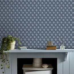 Laura Ashley Vliestapete &raquo;Whitebrook&laquo; geometrisch glatt 10mx52cm (ca. 5m2) blau Vlies