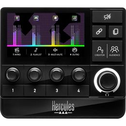 Hercules DJ Controller &raquo;Stream 200 XLR&laquo; schwarz 2 x 2 Stereo-VU-Meter f&uuml;r jeden Track, Schalttaste f&uuml;r Creator/Audience-Mix, Lautst&auml;rkeregler-Link-