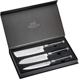 SABATIER International Messer-Set 67-lagiger geschmiedeter Damast-Klingenstahl, ergonomische Griffe schwarz Damaststahl