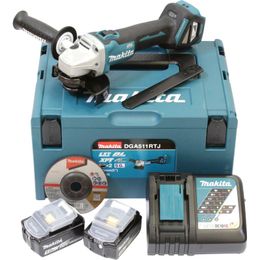 Makita Akku-Winkelschleifer &raquo;DGA511RTJ&laquo; Set, inkl. Akku, Ladeger&auml;t, Aufbewahrungskoffer und weiterem Zubeh&ouml;r blau Elektronisch regelbare Drehzahl, Lieferung 