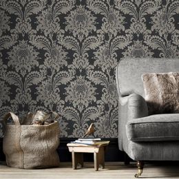 Sublime Vliestapete &raquo;DAMASK&laquo; Retro Design Tapeten schwarz Vlies