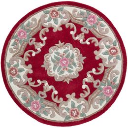 FLAIR RUGS Wollteppich &raquo;Aubusson&laquo; rund 10 mm H&ouml;he Wolle, Teppich, Wohnzimmer, Schlafzimmer, Esszimmer rot Wolle