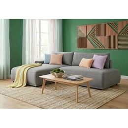 Trendmanufaktur Ecksofa &raquo;Fordon II, Schlafsofa mit Bettkasten, Couch in L-Form, Breite 250 cm&laquo; in Struktur LUMOS, 3D-Effekt, anthrazit, Armlehne links