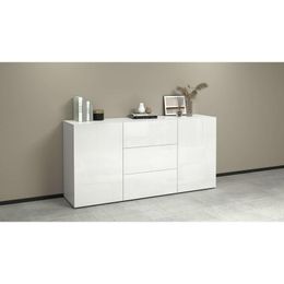 OTTO home Sideboard &raquo;Egypt, Kommode, Schrank, grifflos&laquo; 2 T&uuml;ren, 3 Schubk&auml;sten, komplett wei&szlig; Hochglanz lackiert,Breite 160 cm wei&szlig; FSC -