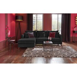 Home Affaire Ecksofa &raquo;Renesse L-Form&laquo; lose Kissen, Keder an Sitzkissen schwarz Samtvelours 100% Polyester;Luxus-Microfaser ALTARA NUBUCK (100% 