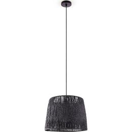 Paco Home Pendelleuchte &raquo;Hugo Amadeo&laquo; E27 Wohnzimmer Esszimmer Rattan Optik Boho Lampenschirm Papier schwarz