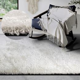 Hanse Home Hochflor-Teppich &raquo;Olaf&laquo; rechteckig 38 mm H&ouml;he Langflor, Shaggy, einfarbig, flauschig, weich, gl&auml;nzend, modern, uni wei&szlig; Polyester