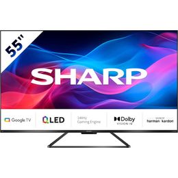 Sharp QLED-Fernseher &raquo;4T-C55GRx&laquo; 139 cm/55 &prime;&prime; Smart-TV schwarz Digitaler optischer Audio-Ausgang, Mini Composite/CVBS+Audio-Eingang, Bluetooth, WLAN, LAN (
