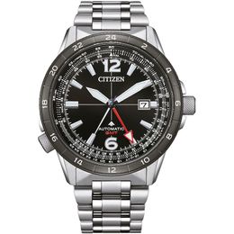 Citizen Herren Automatikuhr &raquo;Promaster Mechanical GMT&laquo; Armbanduhr, Herrenuhr, Edelstahlarmband, bis 20 bar wasserdicht silber