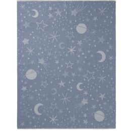 Biederlack Babydecke &raquo;Babydecke Universe&laquo; 75 x 100, mit kurzen Fransen blau Schurwolle