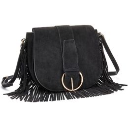Lascana Damen Lascana Umh&auml;ngetasche &raquo;Handtasche&laquo; Crossbody Bag, Schultertasche, Westerntasche, Cowboy-Look VEGAN schwarz