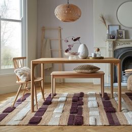 FLAIR RUGS Teppich &raquo;Medina Blocks, mit abstrakten Linien&laquo; rechteckig 22 mm H&ouml;he aus Jute/-und Wollmischung, mit Hoch-Tief-Struktur, gemustert lila 