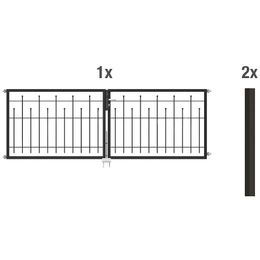 Alberts Zaundoppelt&uuml;r &raquo;Madrid&laquo; Breite: 300cm, in verschiedenen H&ouml;hen grau Stahl