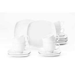 Seltmann Weiden Kaffeeservice &raquo;Geschirr-Set, Service Lido&laquo; Tassen, Untertassen, Teller, 18 Teile, f&uuml;r 6 Personen, Made in Germany wei&szlig; Porzellan